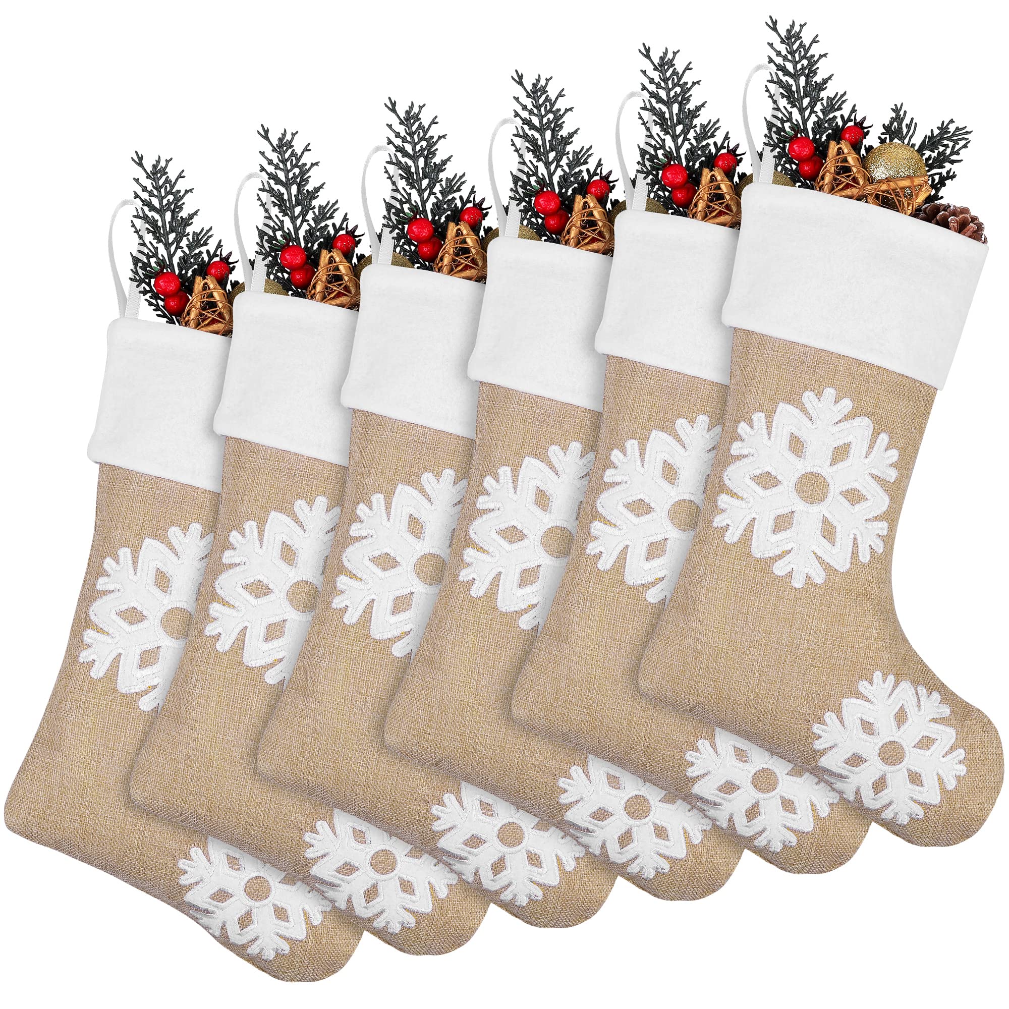 Amazon.com: ANVAVO 6 Pack Burlap Christmas Stockings 18 Inch Large ...