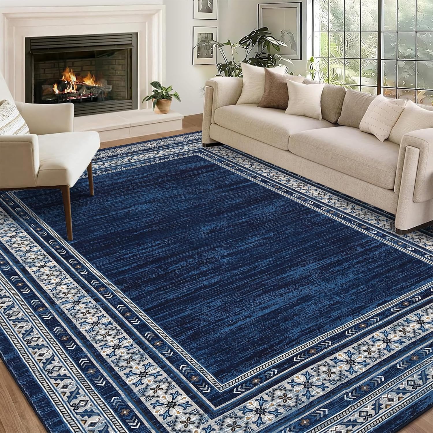Amazon.com: GlowSol Living Room Rugs 8x10 Rug Washable Rug Neutral ...