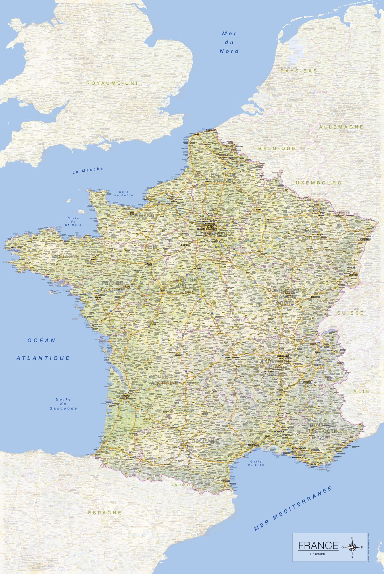 Empireposter Map of France 2017 61 x 91.5 cm : Amazon.co.uk: Stationery ...