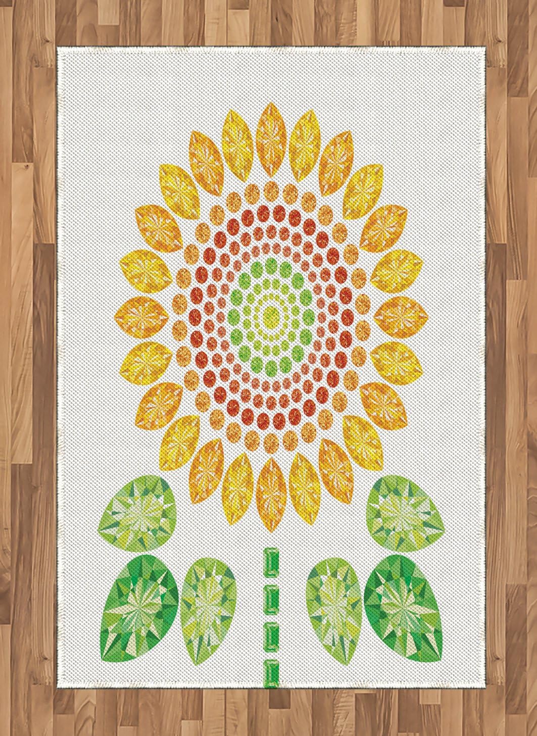 Amazon.com: Ambesonne Sunflower Area Rug, Round Sunflower Mandala ...