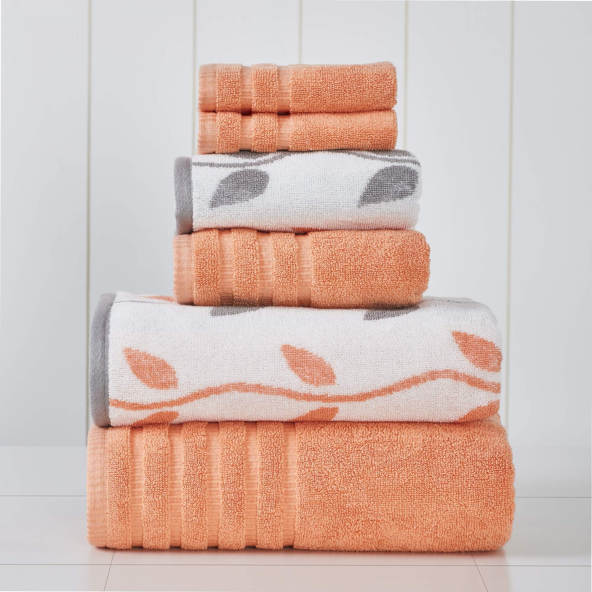 Amazon.com: Lavish Home 6-Piece Cotton Deluxe Plush Bath Towel Set ...