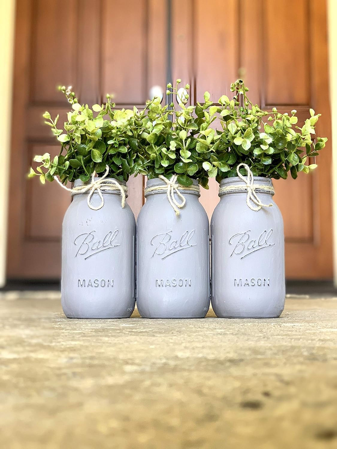 Amazon.com: Set of 3 Painted and Distressed Mason Jars, Rustic Mason ...