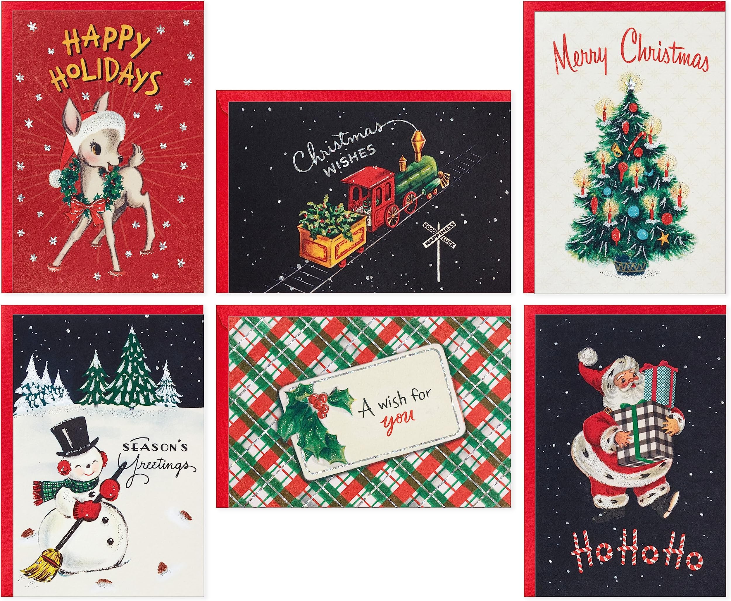 Amazon.com : Nuanchu 48 Pcs Vintage Christmas Greeting Cards 24 ...