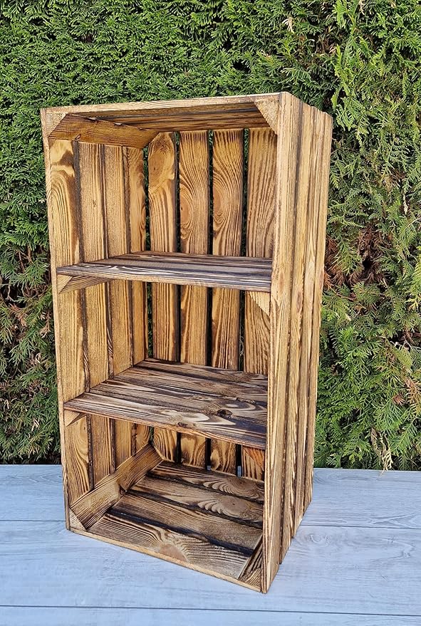 PYXIDAS Durable Wooden Crates For Storage with 4 shelves, 75x40x30 cm ...