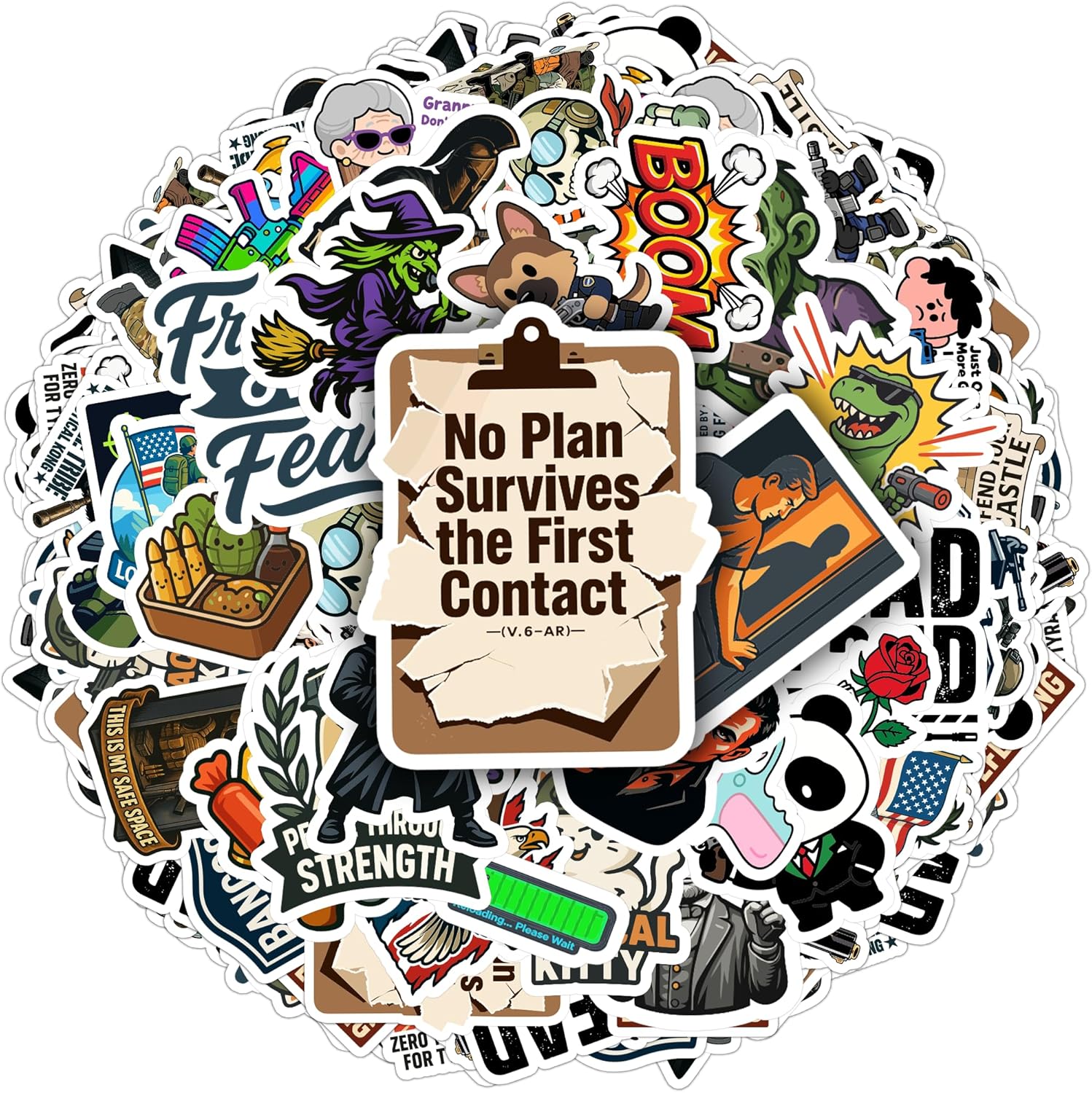 Amazon.com: BETANAS 100 PCS Funny Gun Stickers Pack – Tactical Military ...
