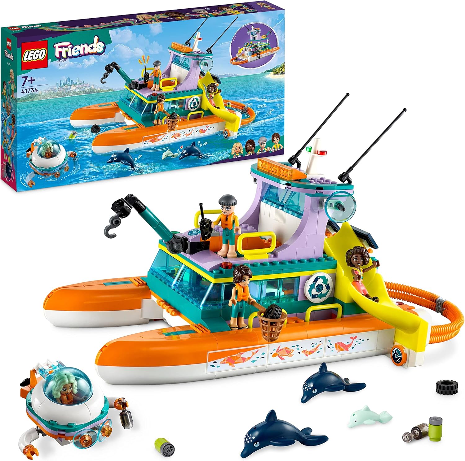 Amazon.com: LEGO 41734 Friends Sea Rescue Boat Set, Animal Rescue Toy ...