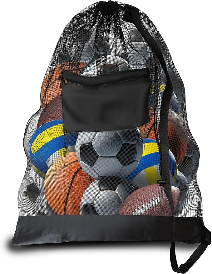 Amazon.com : C CRYSTAL LEMON Large Mesh Soccer Ball Bag - Durable ...