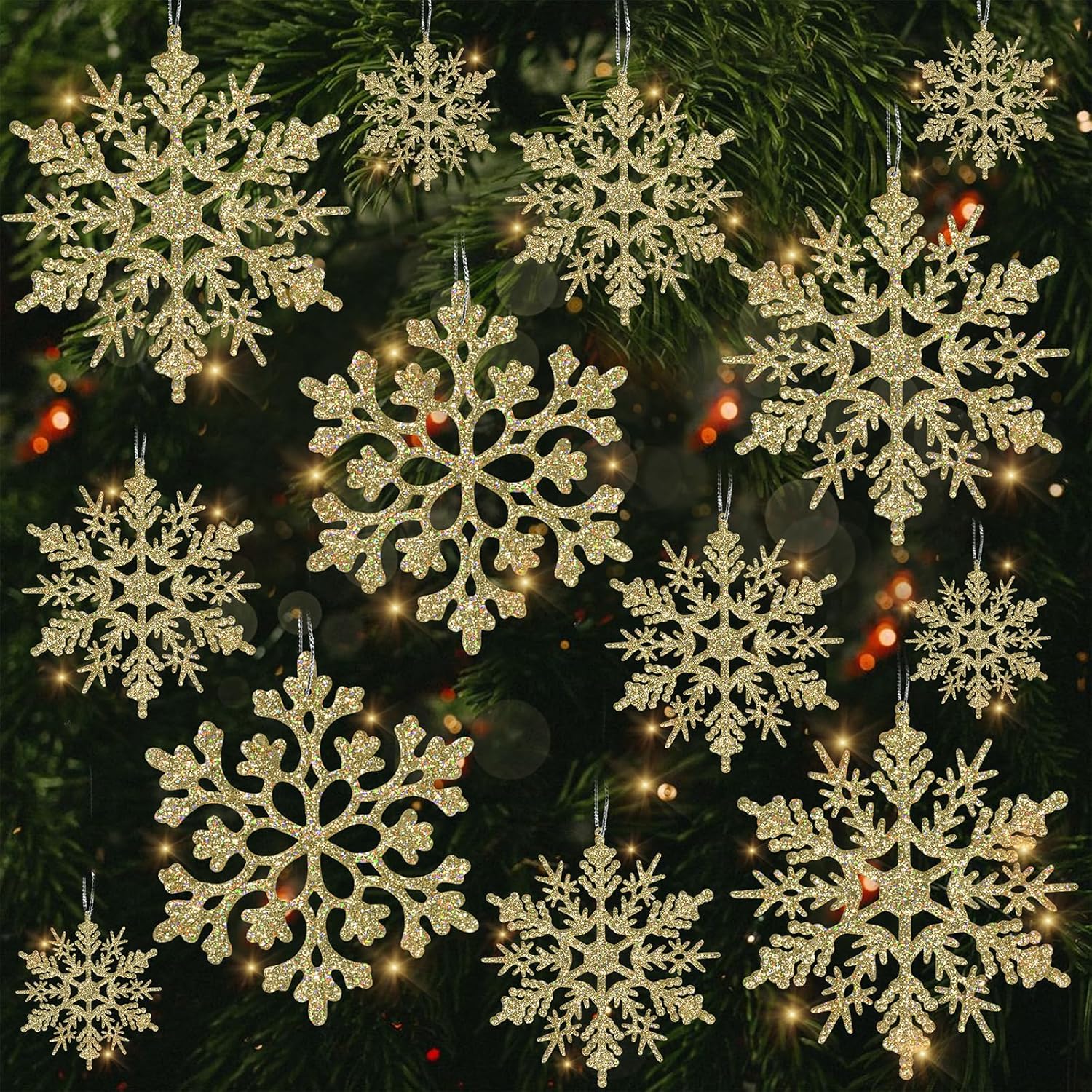Amazon.com: Christmas Tree Decorations Snowflake Ornaments, 36Pcs ...