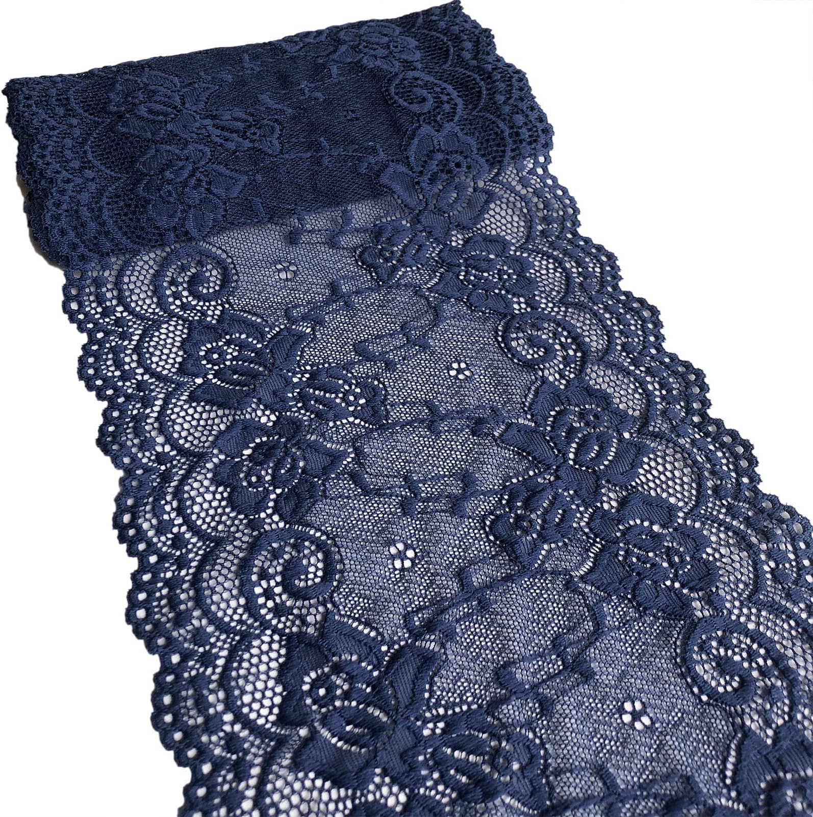 Amazon.com: LaceRealm 7 Inch Wide Floral Stretchy Lace Elastic Trim ...