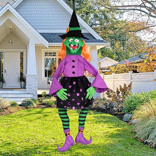 Amazon.com : POPGIFTU 35" Halloween Witch 3D Windsock – Outdoor Hanging ...