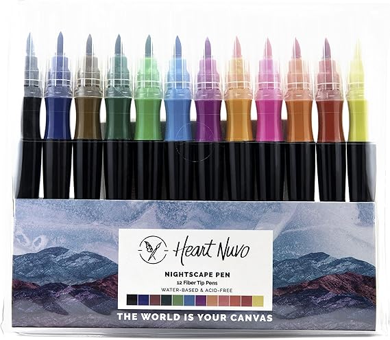 Amazon.com: Heart Nuvo Nightscape Watercolor Brush Marker Pens, Felt ...
