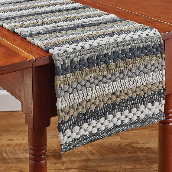 Amazon.com: Park Designs Gray Striped Hartwick Chindi Table Runner 13 ...