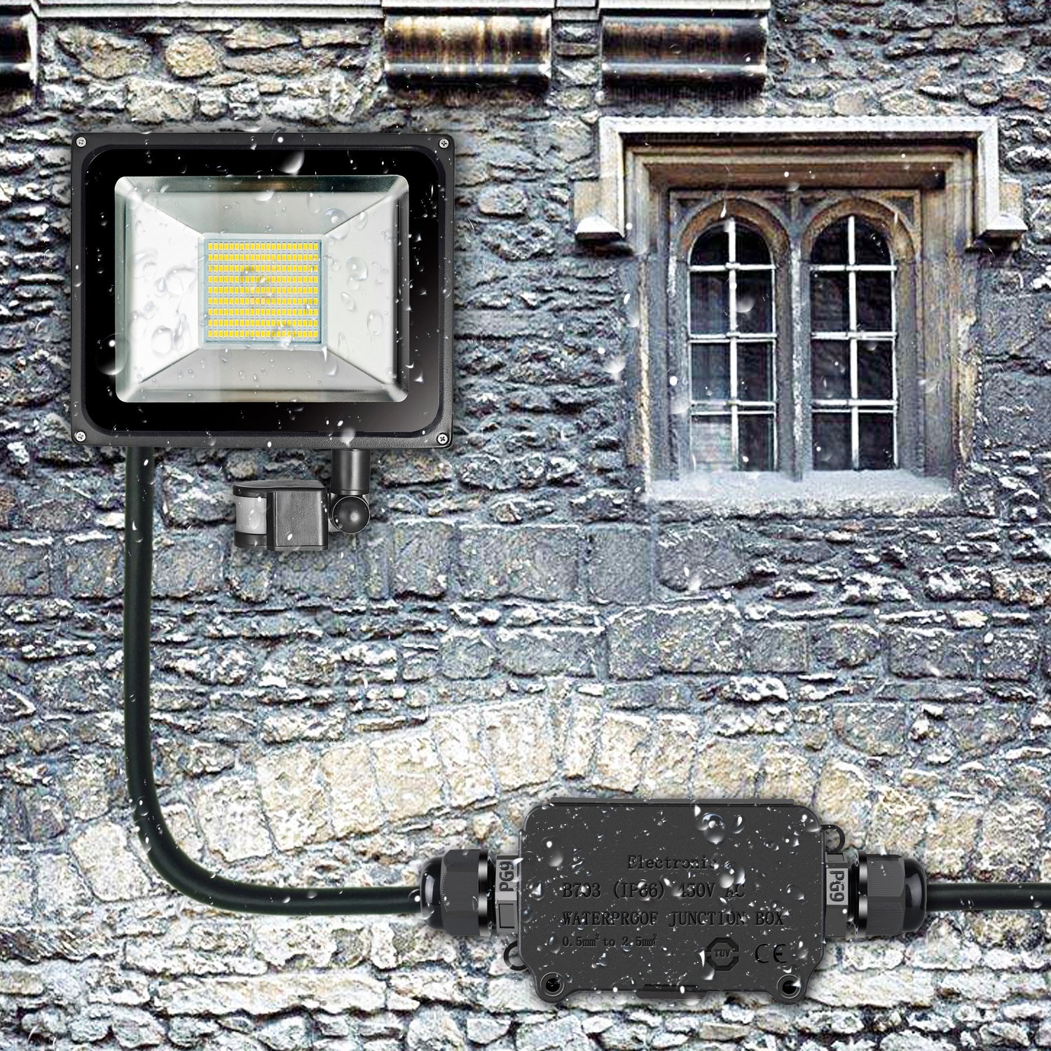 COOLWEST IP66 Junction Box Waterproof Outdoor 2 Cable PG9 Black Plastic ...