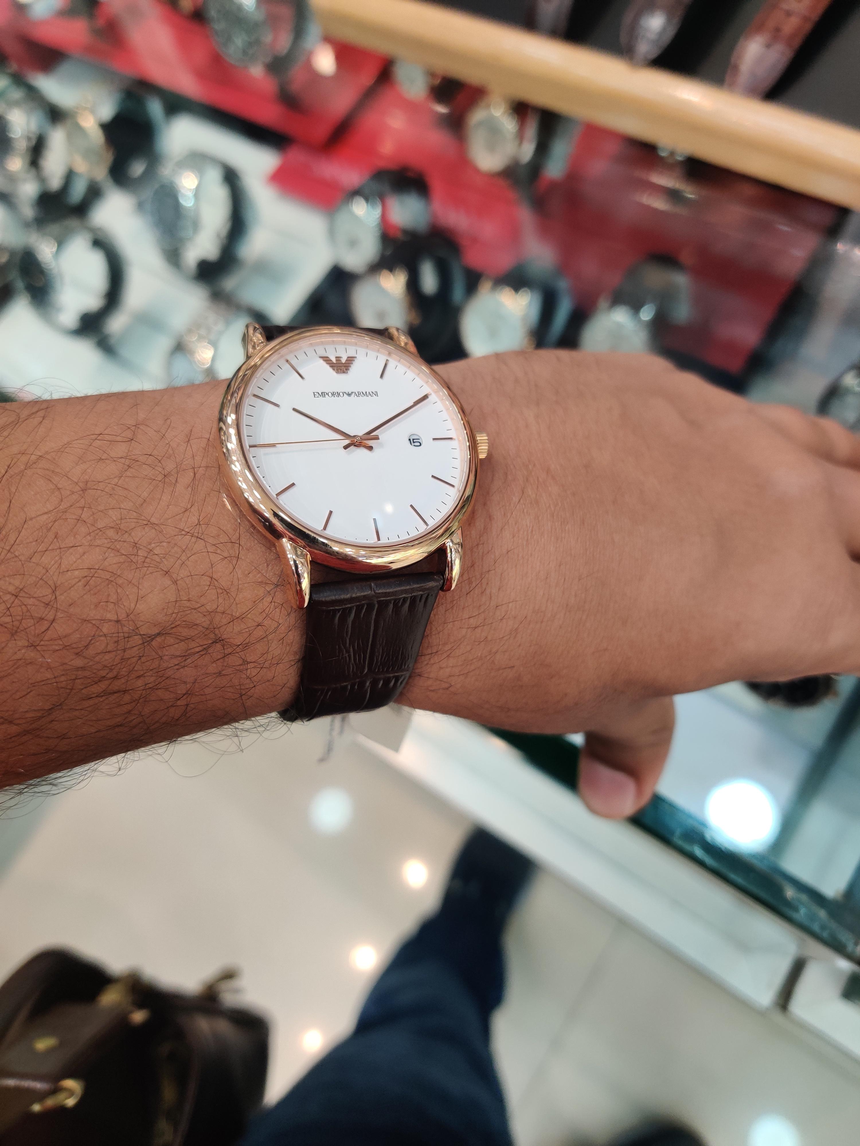 Emporio Armani Leather Analog White Dial Men Watch-Ar2502, Brown Band ...