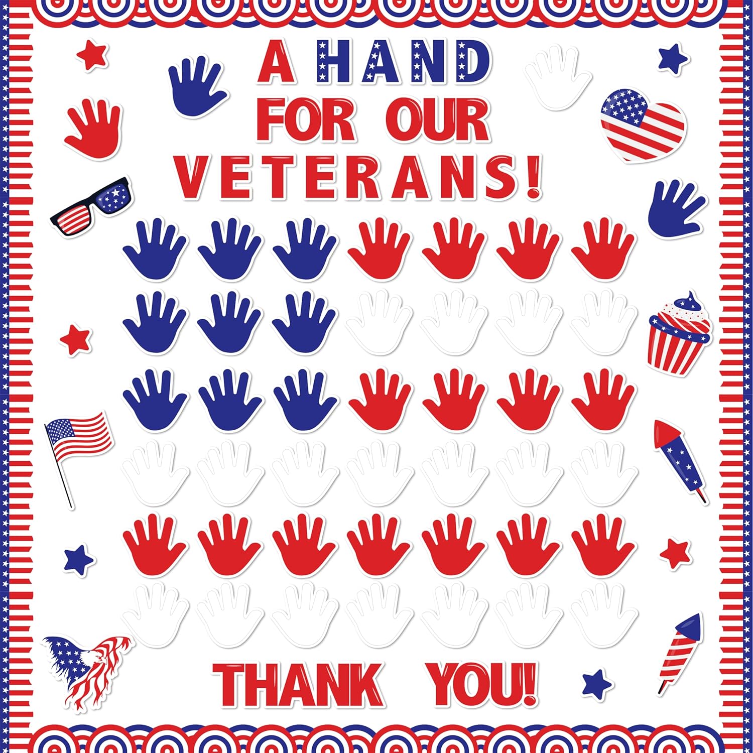 Amazon.com : CPicdn 127Pcs Veterans Memorial Day Bulletin Board ...