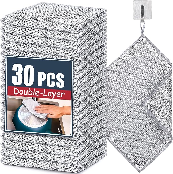 Amazon.com: Navona 30 Pcs New Upgrade Steel Wire Dishcloth,Double-Layer ...