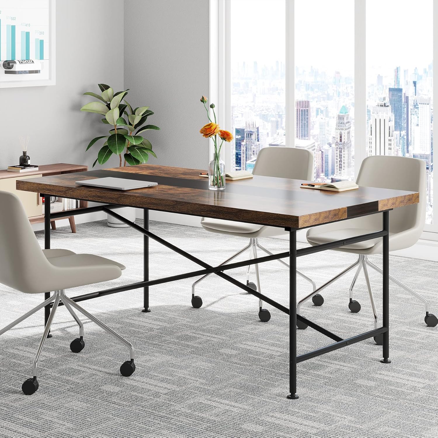 Amazon.com: Tribesigns 6FT Conference Table Meeting Table, Rectangular ...