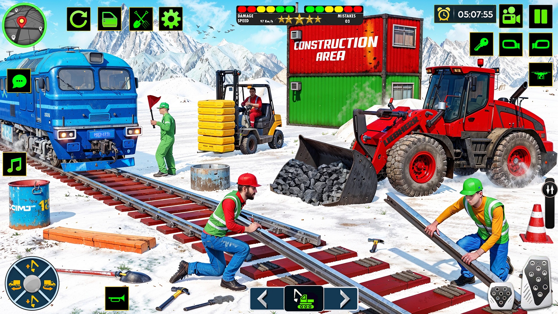 Snow Excavator Crane Simulator City Construction Bulldozer Plow Games ...