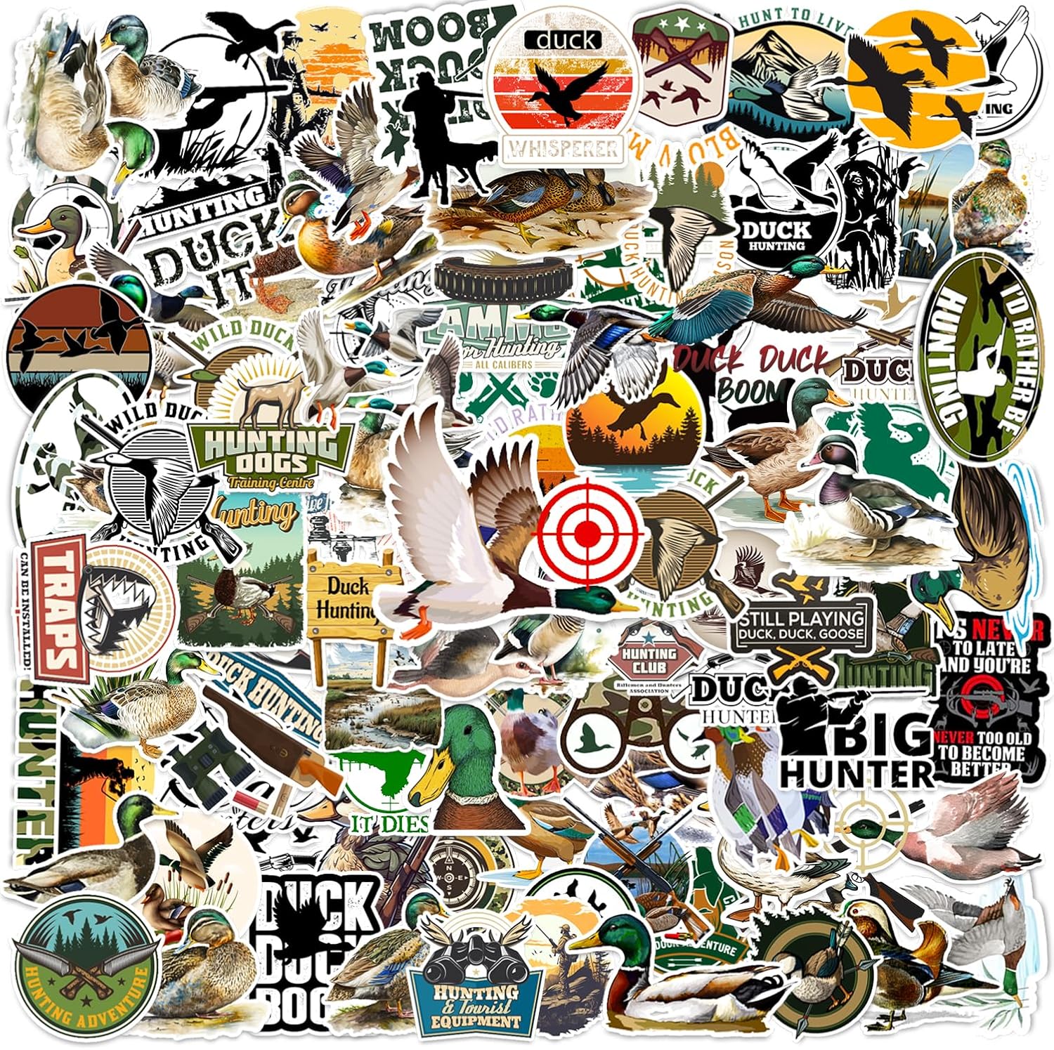 Amazon.com: 100Pcs Duck Hunting Stickers, Go Hunting Camo Adventure ...