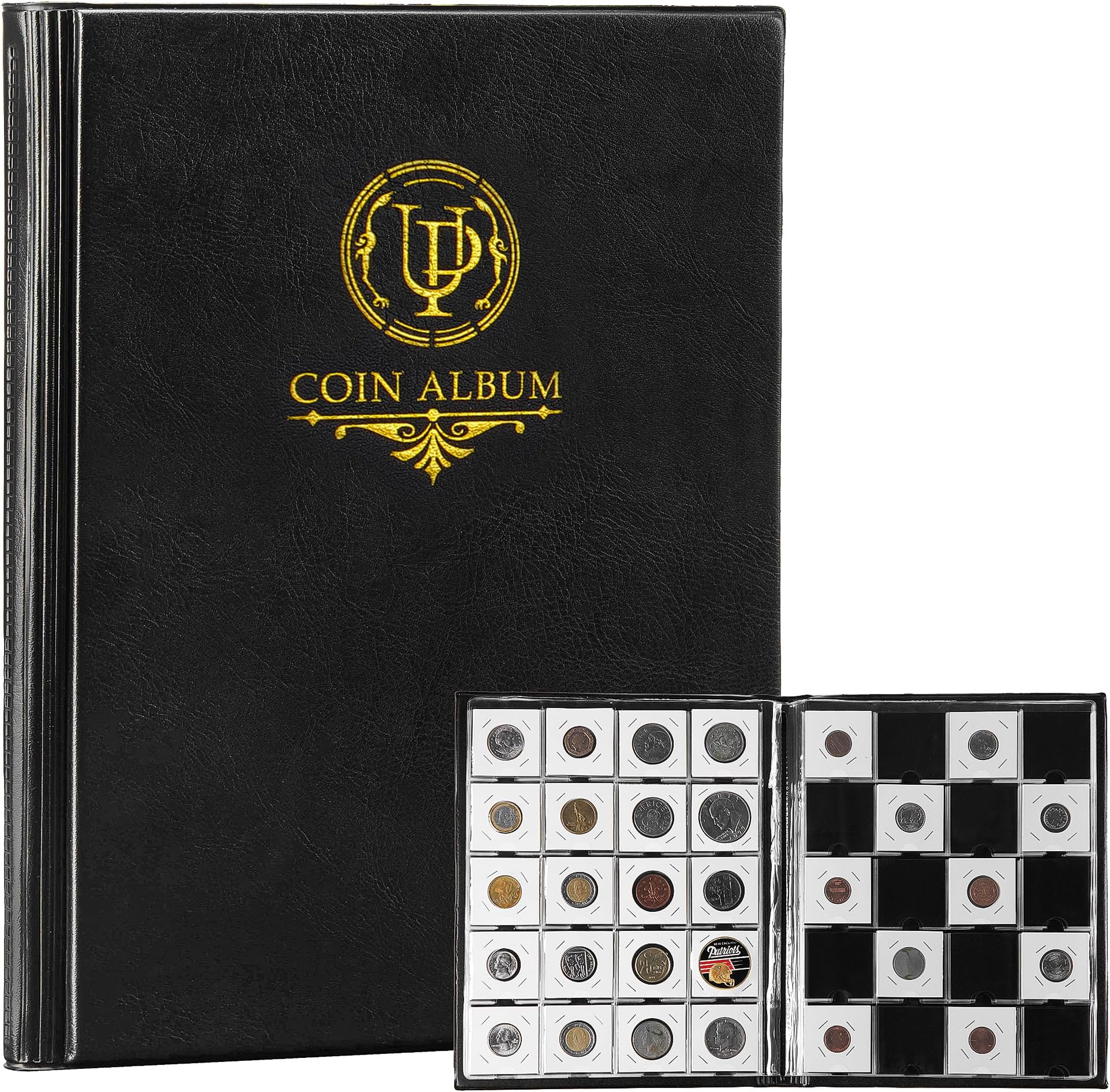Collector Coin Album for Mixed Sizes - 300 Coin Capacity, Black with ...