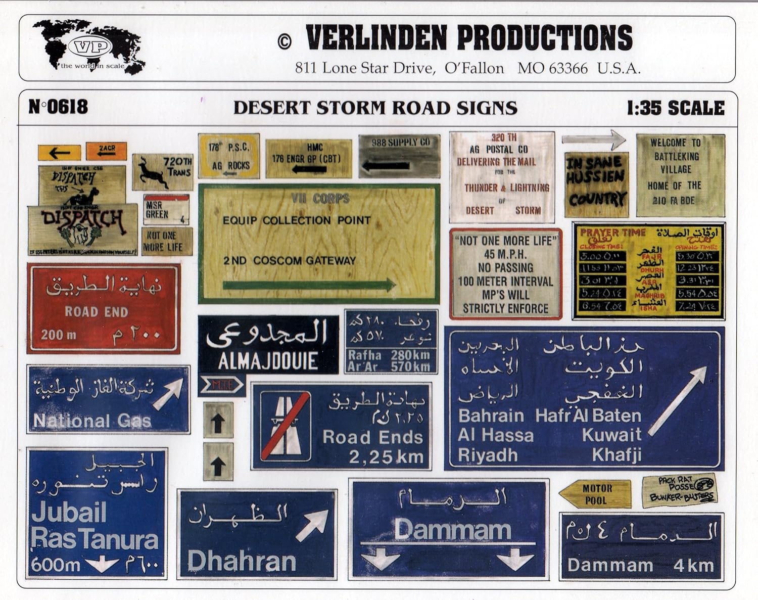 Amazon.com: Verlinden VER0618 1:35 Desert Storm Road Signs [Model KIT ...