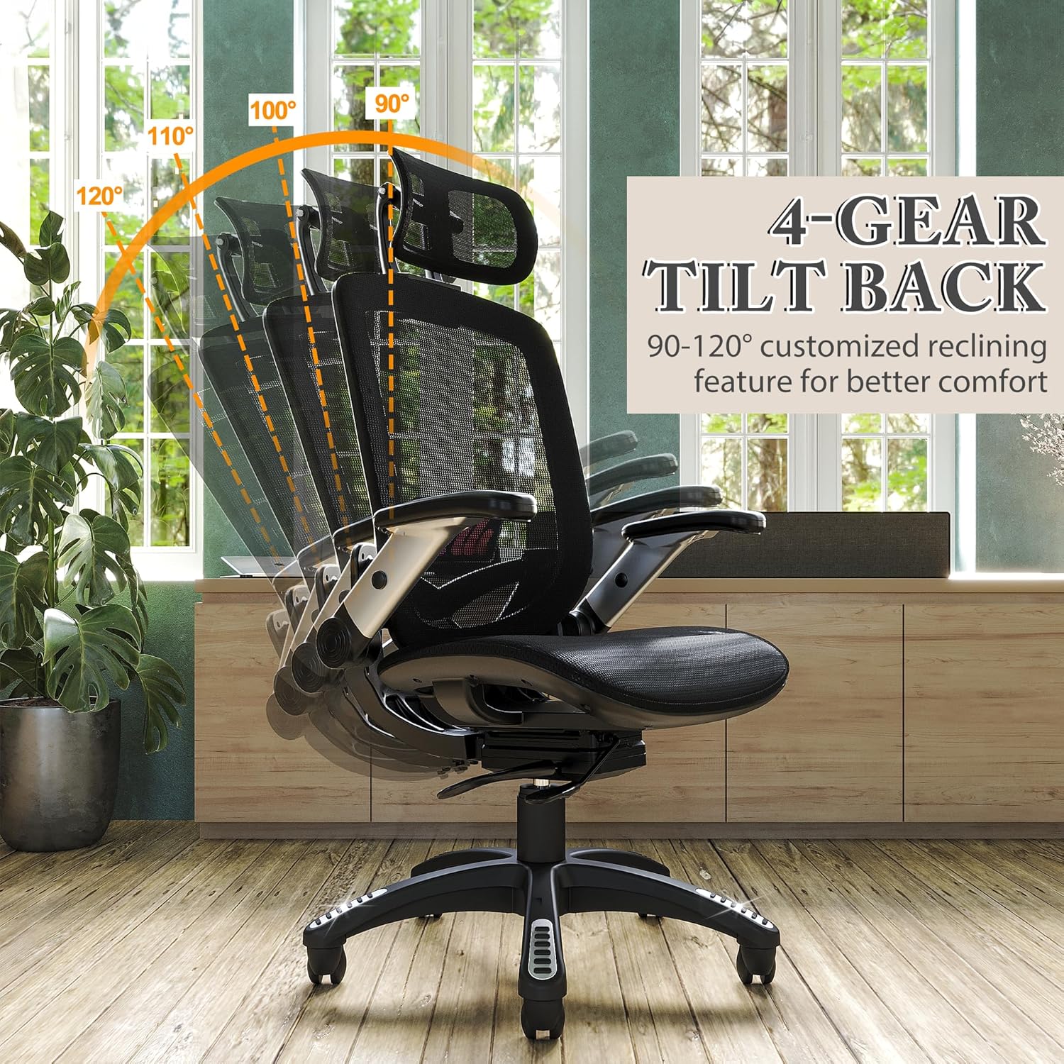 GABRYLLY Ergonomic Office Mesh Chair, High-Back Desk Chair with Sliding ...