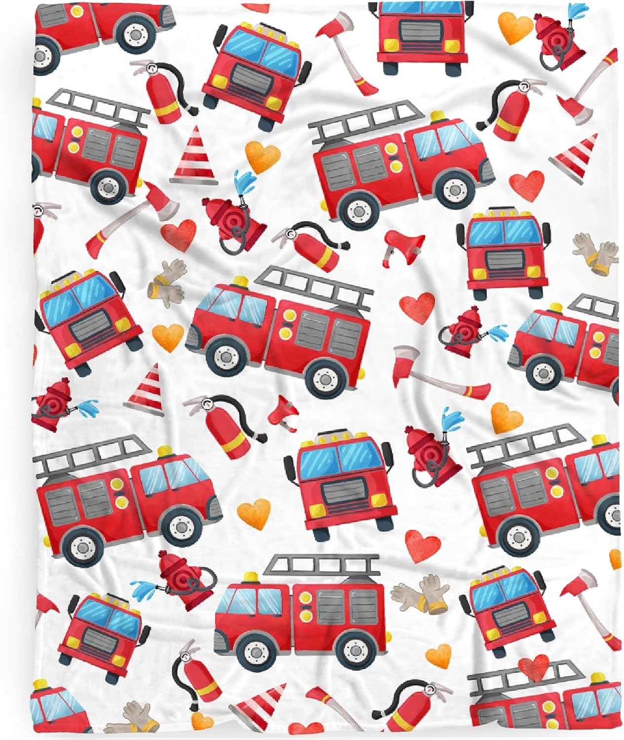 Amazon.com: MATCHASTAR Fire Truck Cartoon Blanket Gift for Boys Girls ...