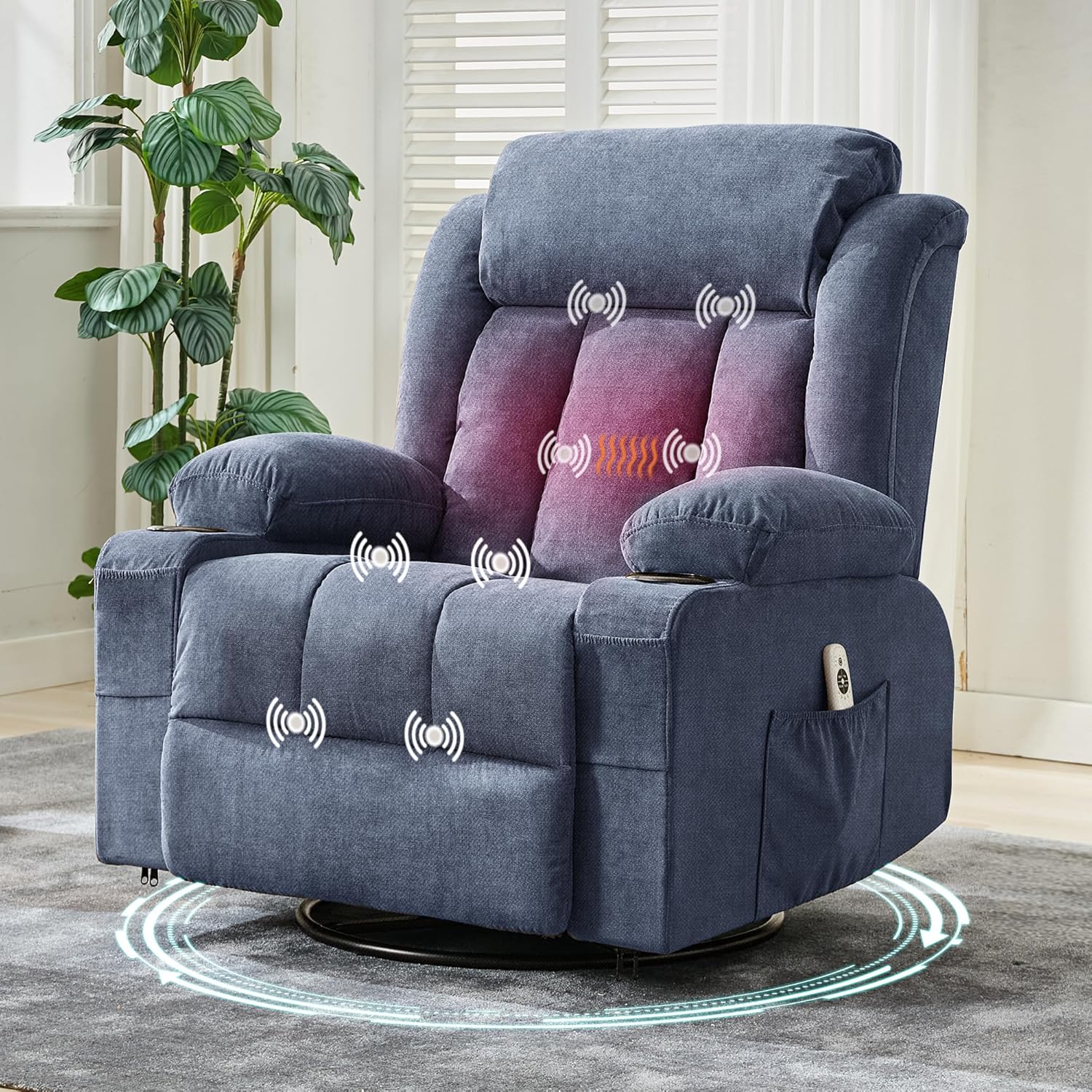 Amazon.com: GarveeHome 360° Swivel Recliner Chair, Wide Rocker Chair ...