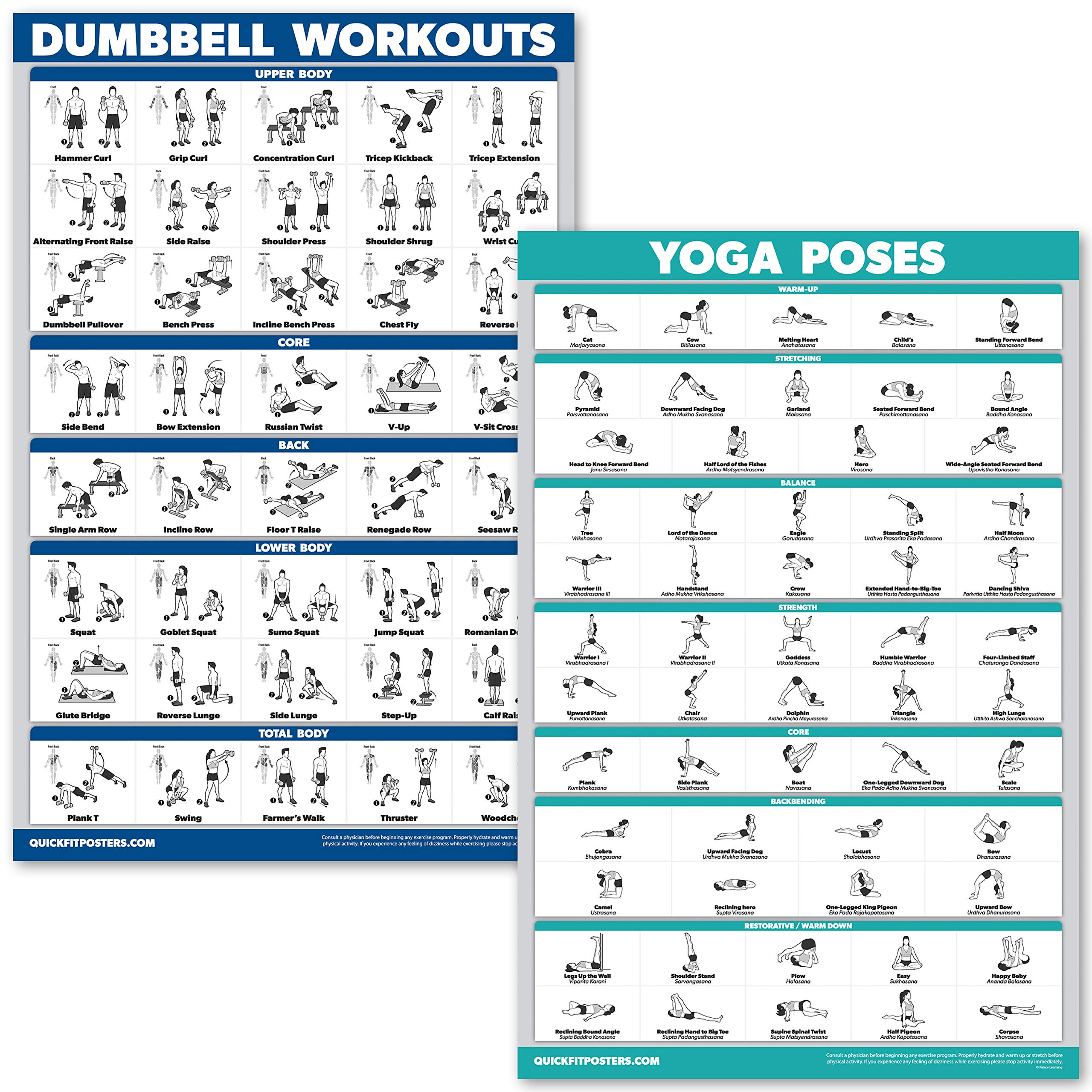 Buy QuickFit Dumbbell Workouts And Yoga Poses Set Laminated 2 Chart buy-quickfit-dumbbell-workouts-and-yoga-poses-set-laminated-2-chart