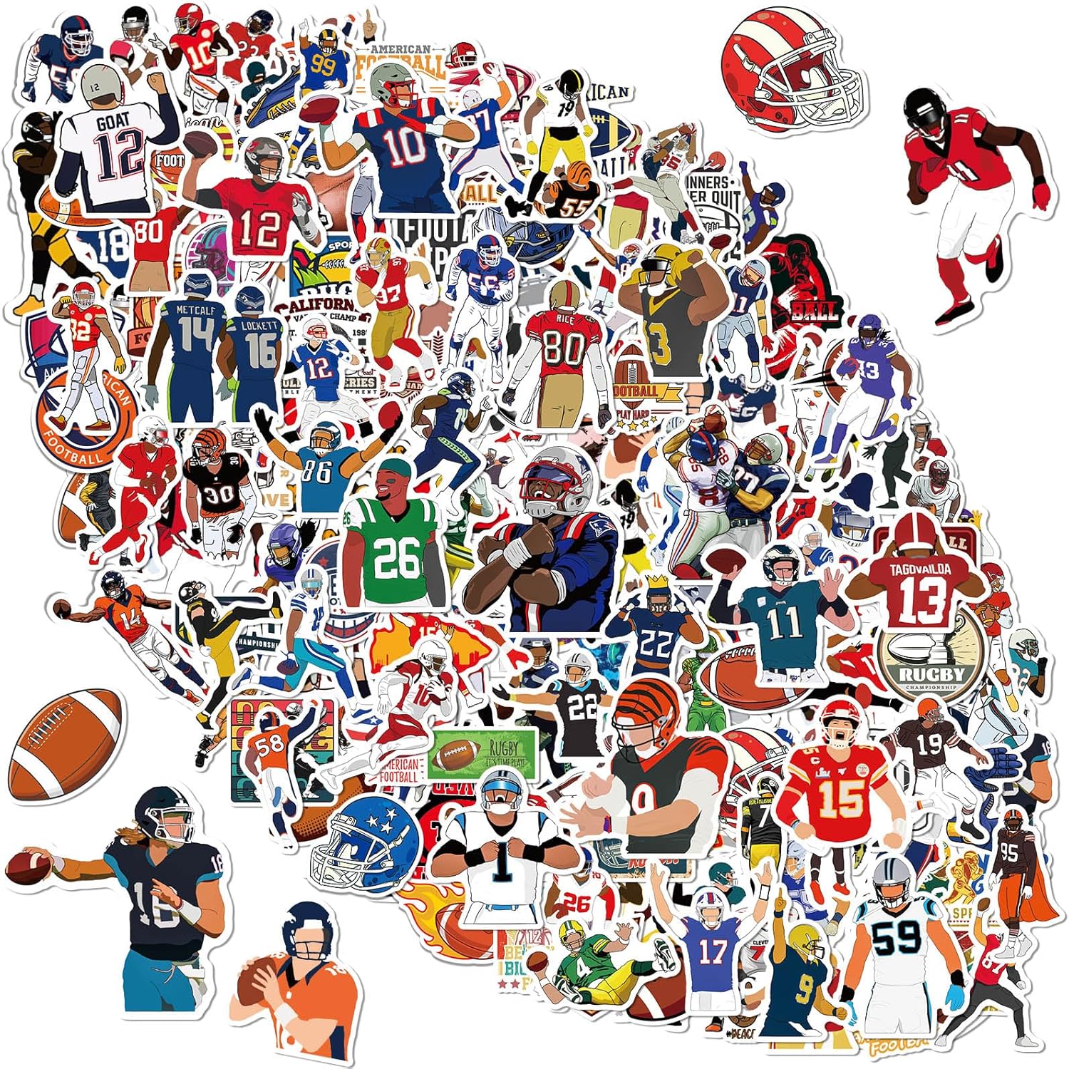 Amazon.com: JULBEAR Football Stickers, 200PCS Non-Repeating Vinyl Water ...