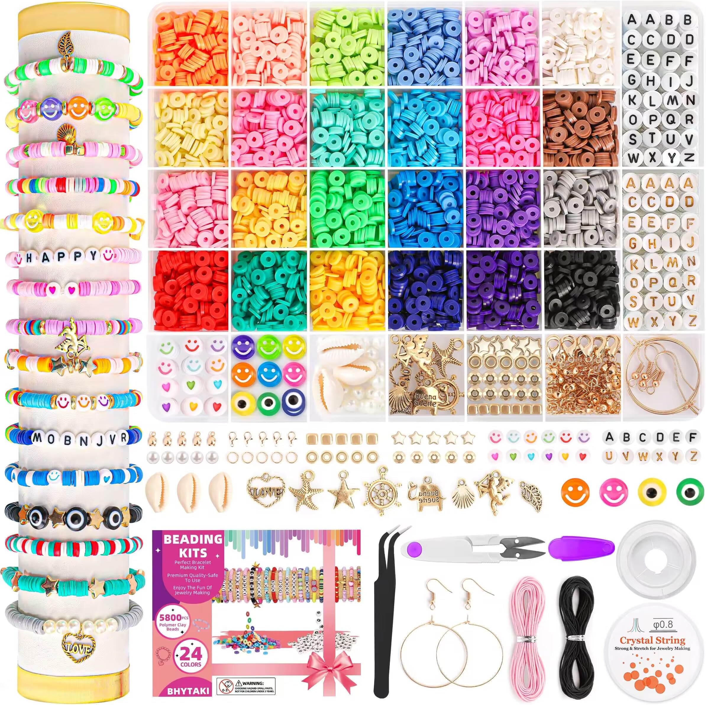Amazon.com: Gionlion Clay Beads Bracelet Making Kit, Pack 2 Boxes ...