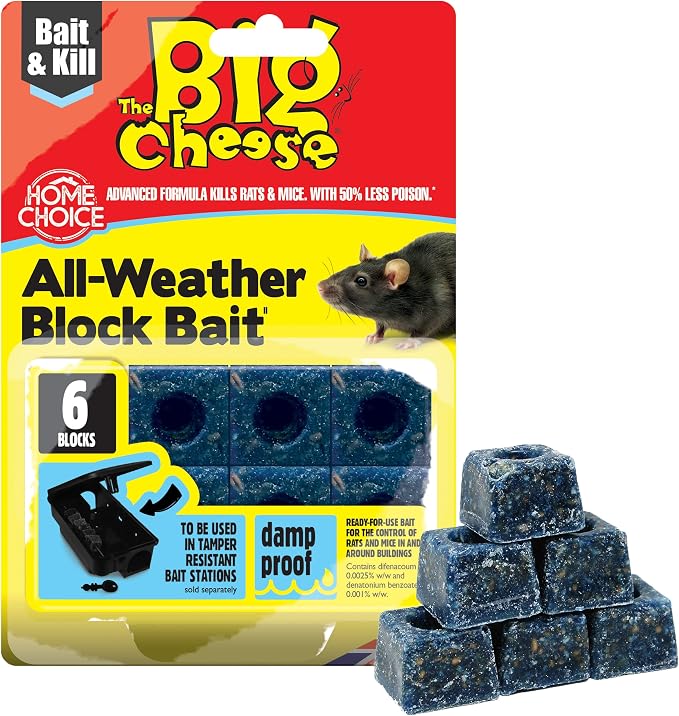 The Big Cheese Rat and Mouse Poison (6 x 10 g) - Rodent Killer, Rat ...