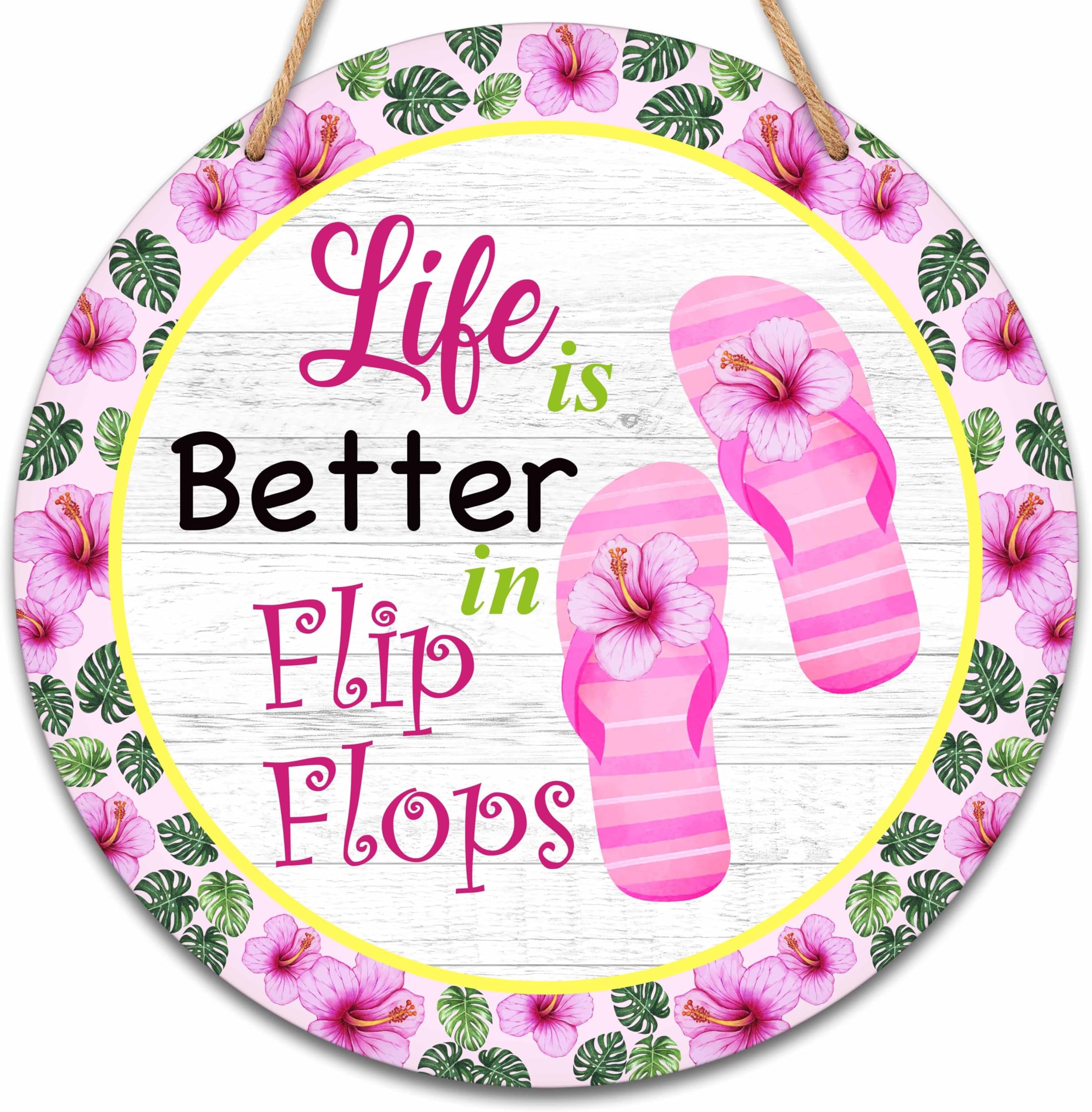 Amazon.com: Summer Welcome Sign for Front Door, Life Is Better In Flip ...