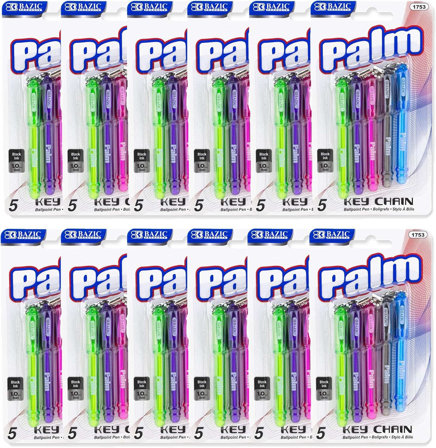 Amazon.com : BAZIC Ballpoint Pen Palm Mini Pens w/Key Ring, Black Ink 1 ...