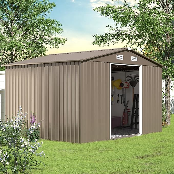 Amazon.com : Trumbeak 10FT x 8FT Metal Outdoor Storage Shed,Garden ...