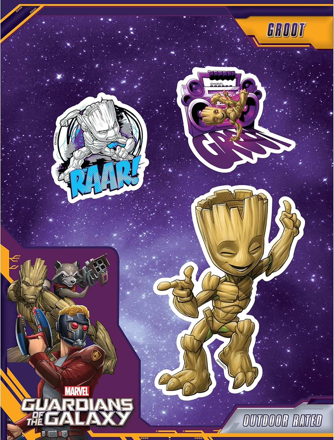 Amazon.com: Marvel Guardians of The Galaxy Groot Decals - Set of 3 ...