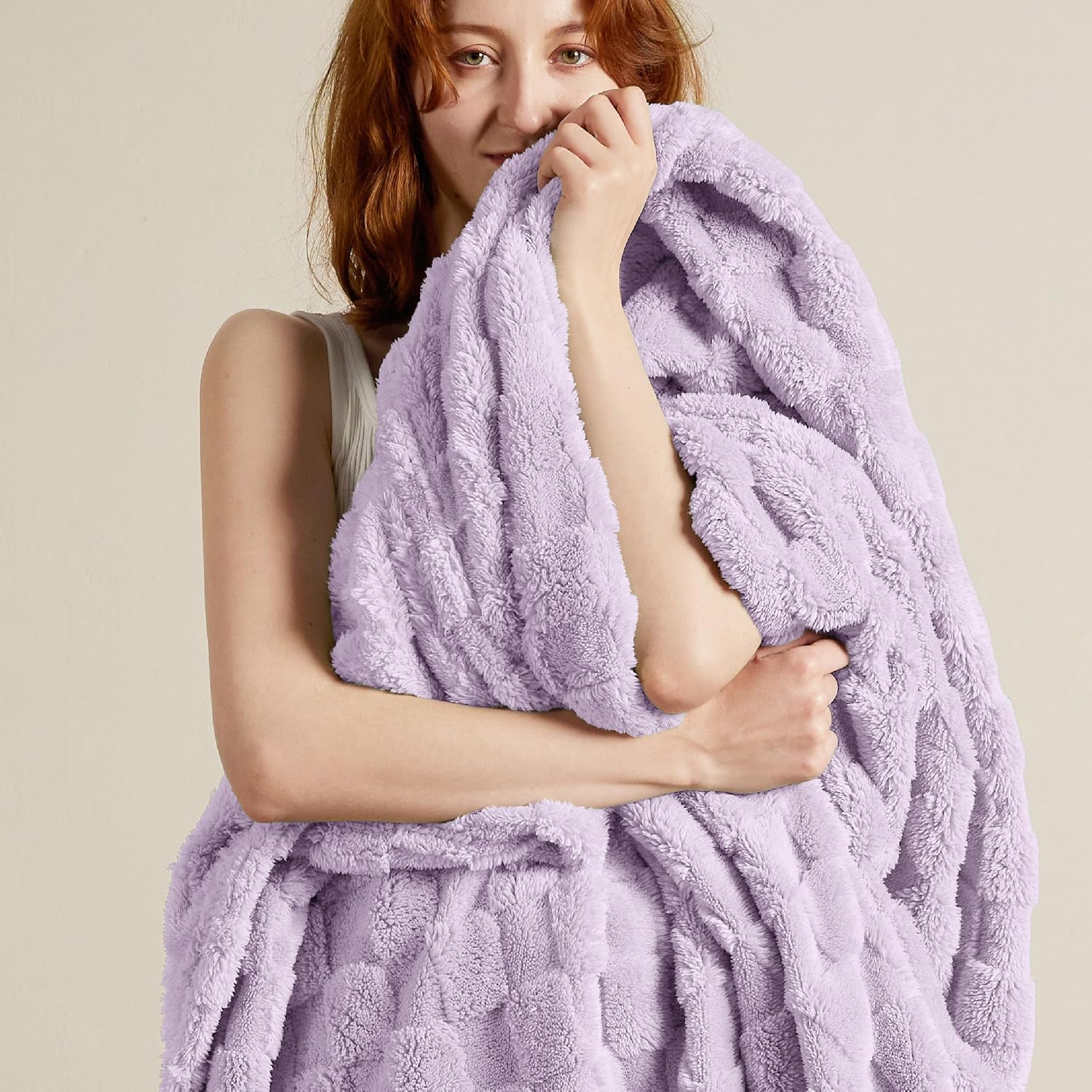 Amazon.com: Bedsure Lavender Fog Fleece Blanket for Couch - Super Soft ...