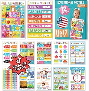 Amazon.com : Hadley Designs Spanish Posters for Classroom - 12 ...