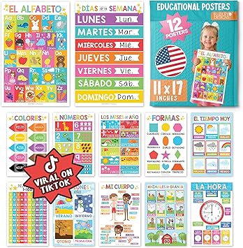 Amazon.com : Hadley Designs Spanish Classroom Decorations - 12 Spanish ...