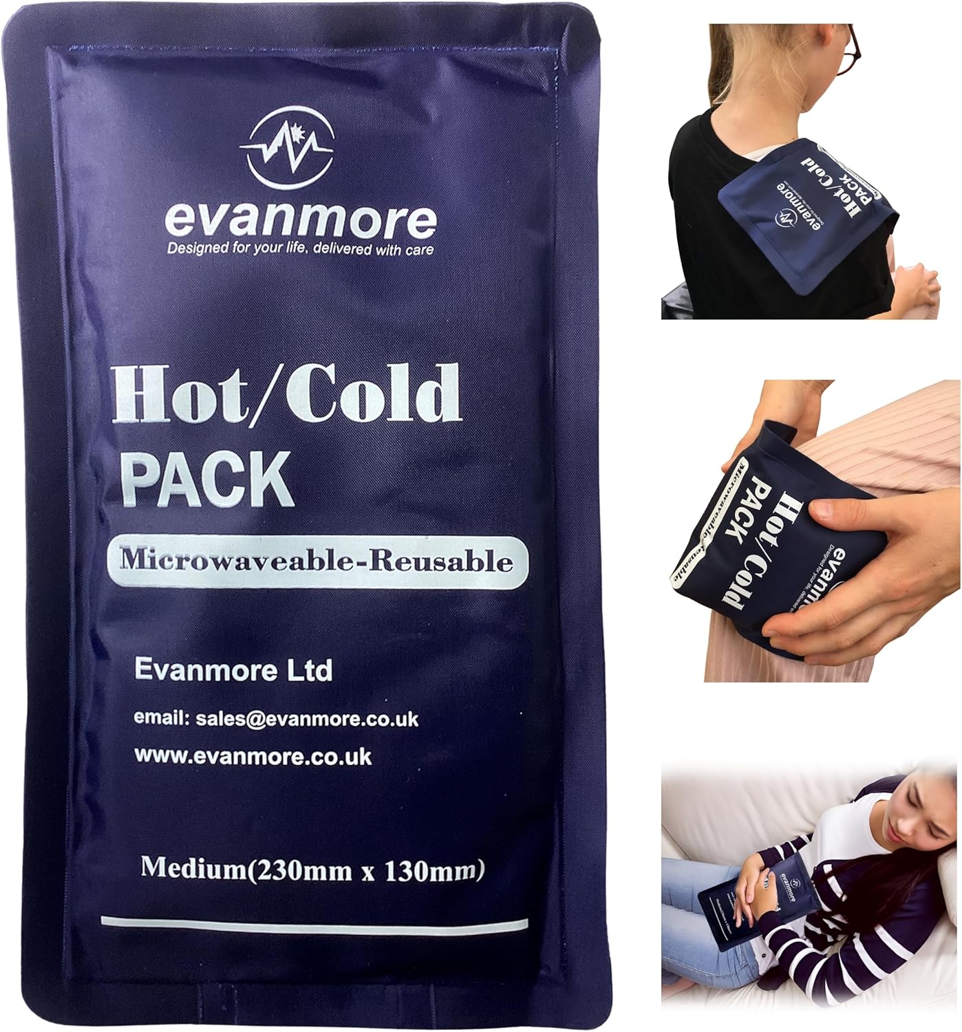Reusable Hot Cold Gel Pack Packs - Evanmore Ice Heat Therapy Wrap ...
