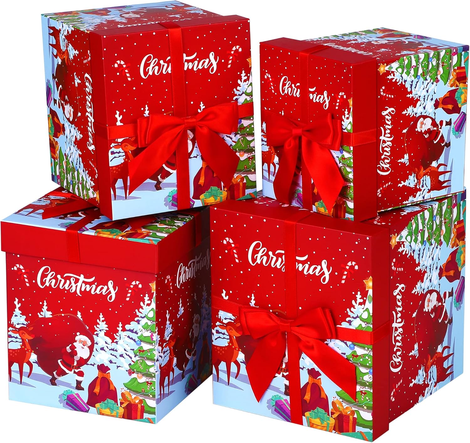 Amazon.com: ANVAVO 4 Pieces Christmas Nesting Gift Boxes with Lids ...