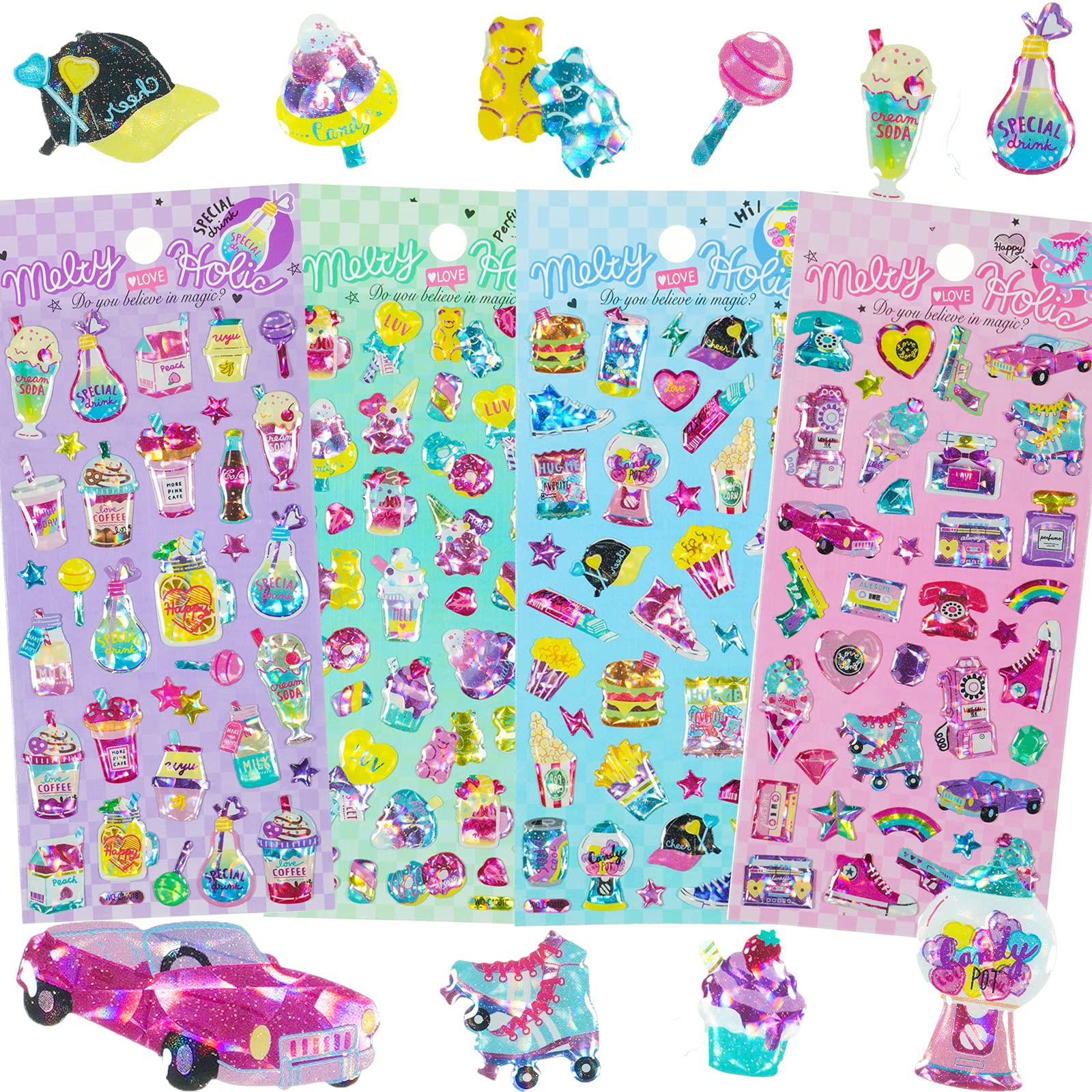 Buy IMNEXT2U Cool Things Stuff Glitter Sticker Packs for Teen, Cute ...