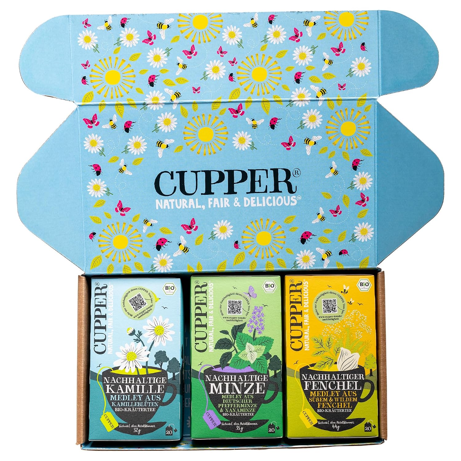 Cupper Bio Tee Set "Kräutermedley", Tee Geschenkset, Kräutertee, drei ...