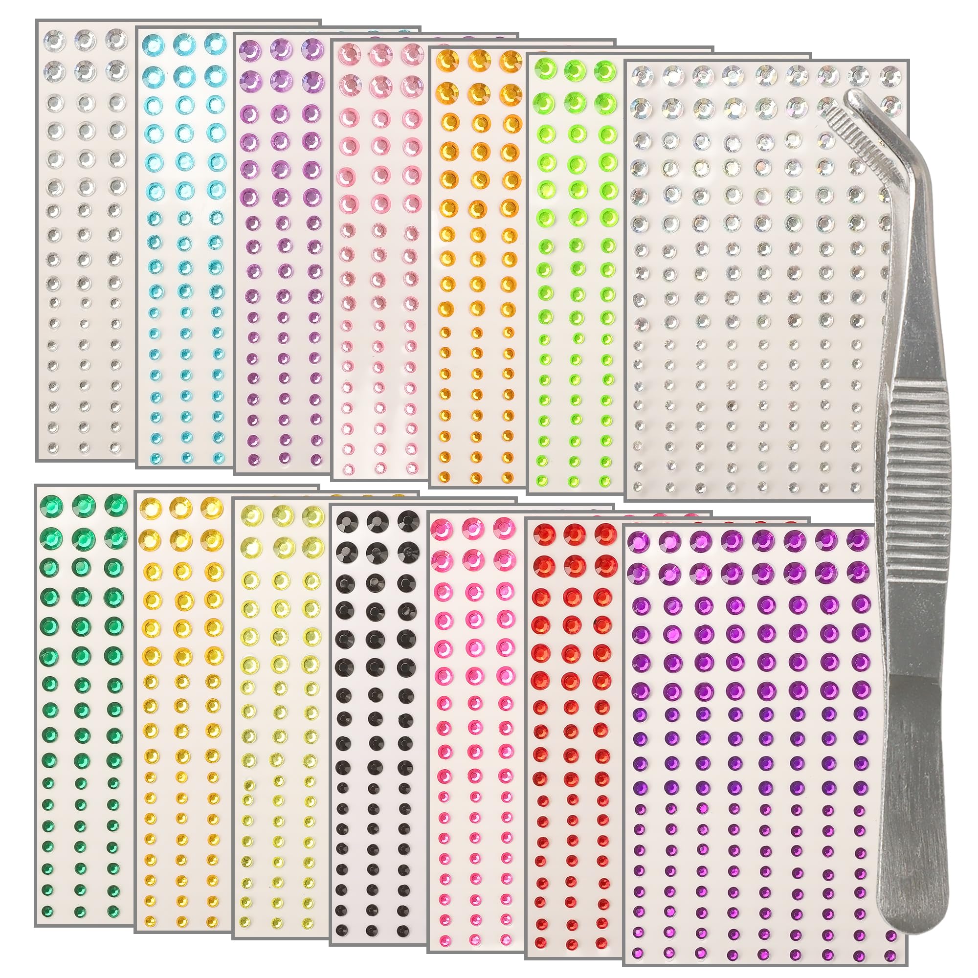 Amazon.com : NIACONN 14 Colors Face Jewels Gems Stick On, (14 Sheets ...