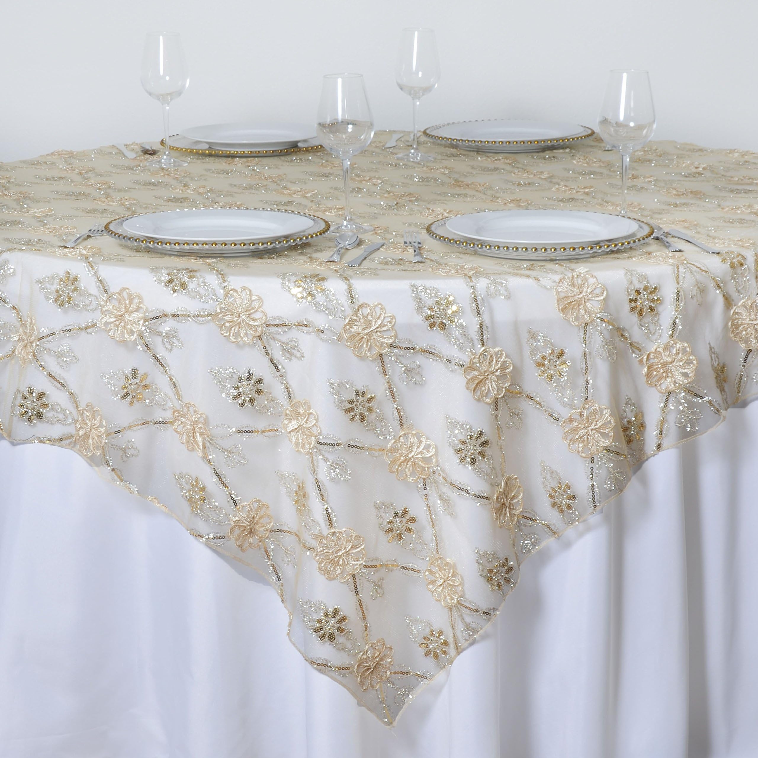 Amazon.com: Wedding Linens Inc. 85" Square Embroidered Organza Sheer ...