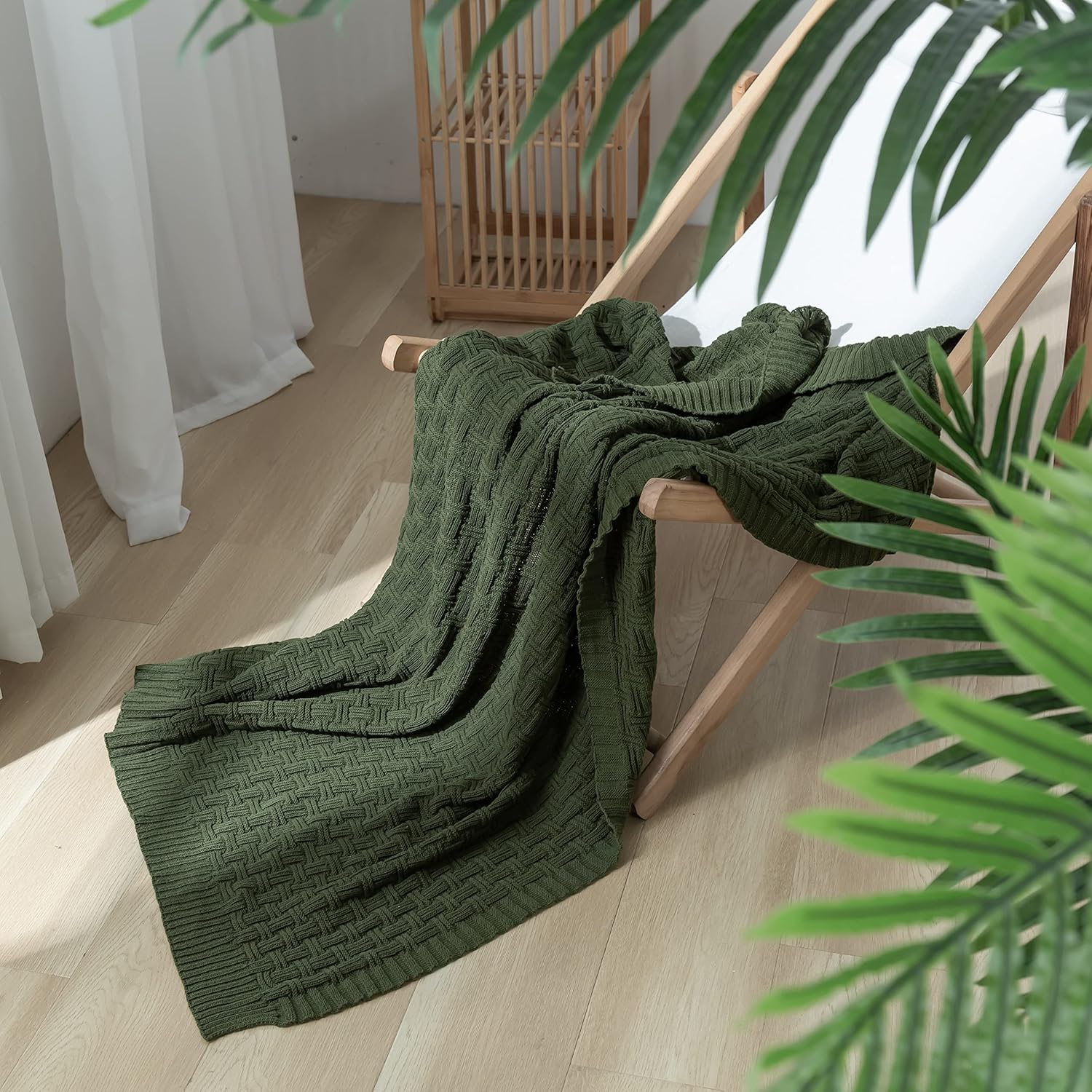 Amazon.com: Revdomfly Dark Green Knitted Throw Blanket for Couch, 100% ...