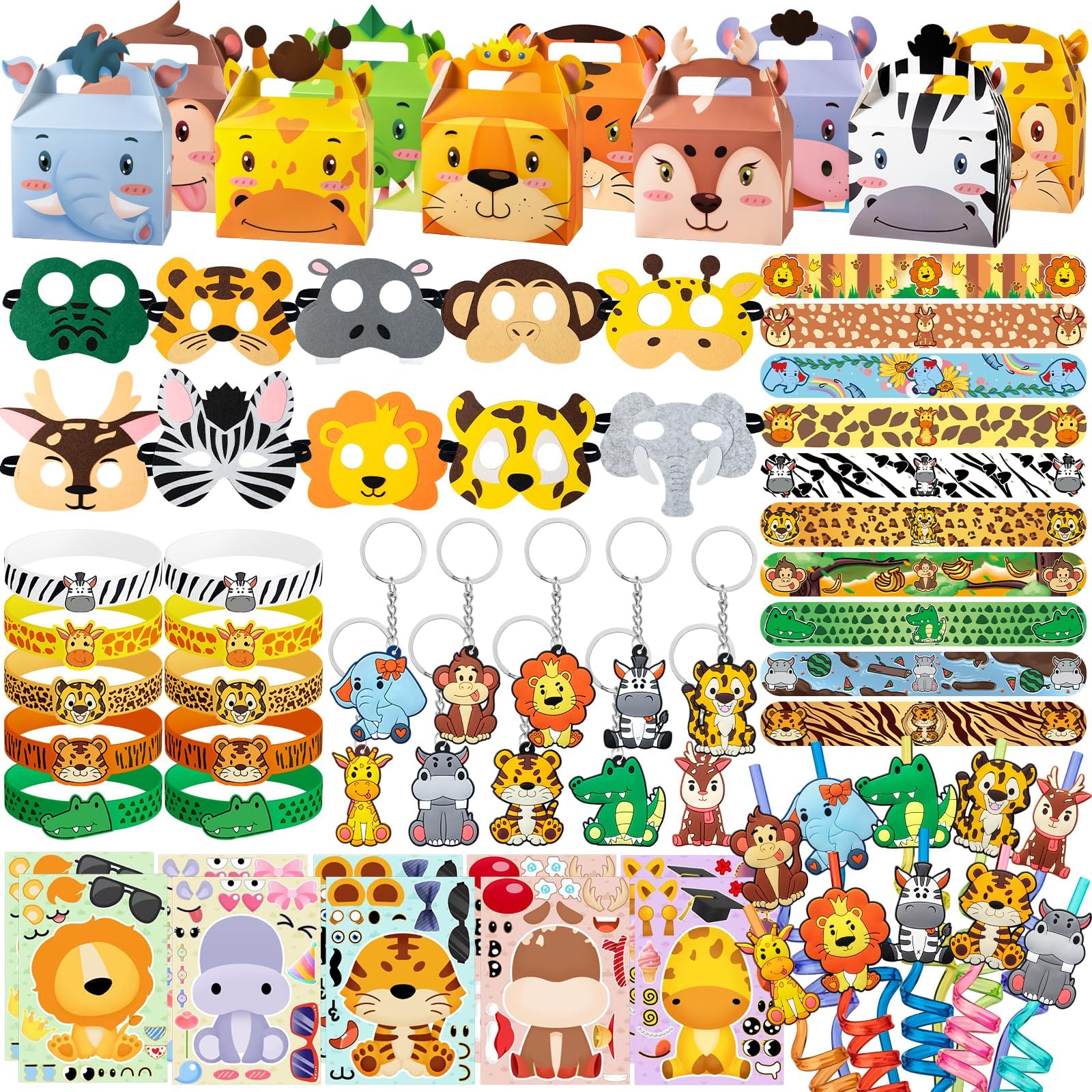 Amazon.com: 24 Pcs Jungle Safari Animal Party Favor Boxes Cute tiger ...