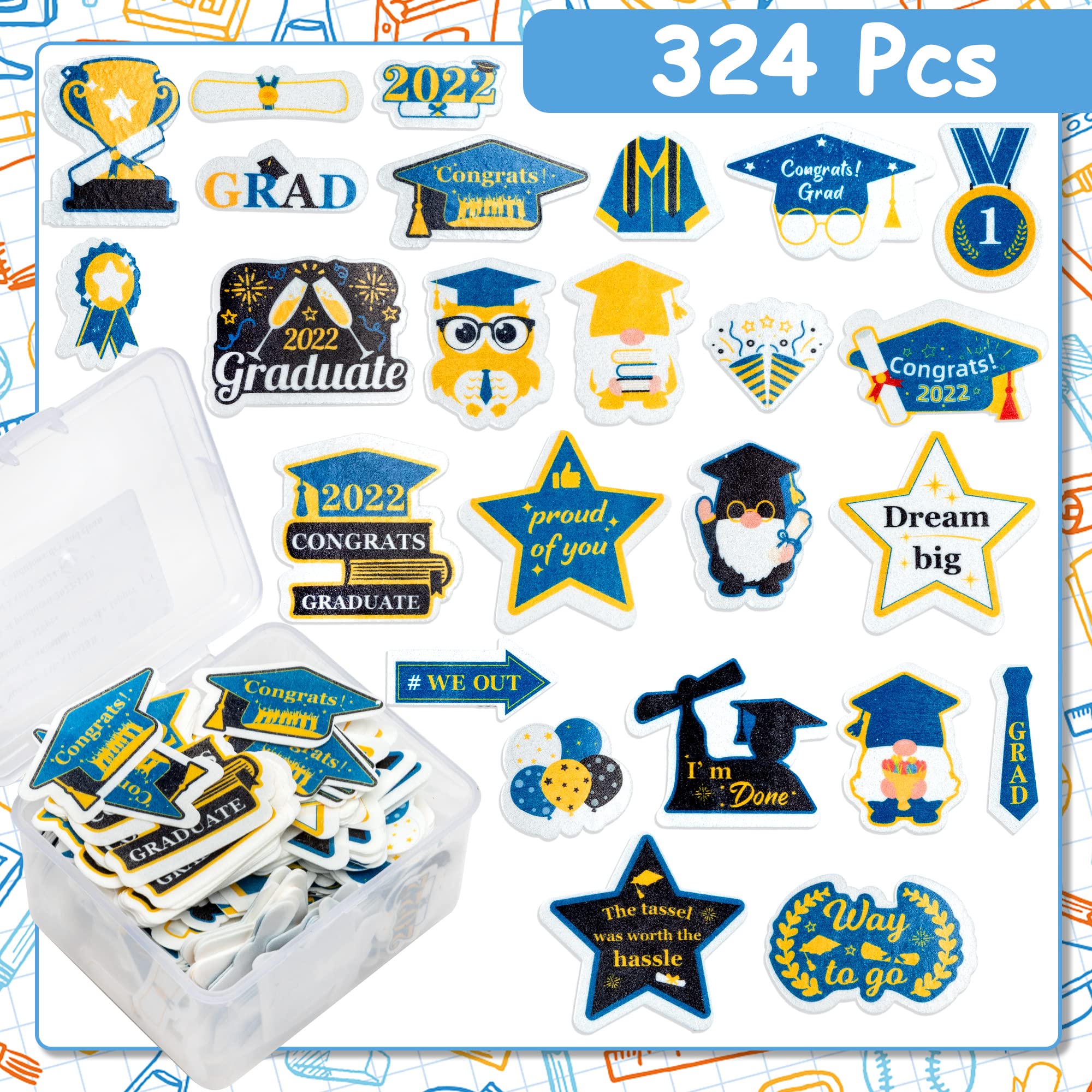 Buy 324 Pieces Graduation Cake Decorations Edible Cupcake Toppers Class ...