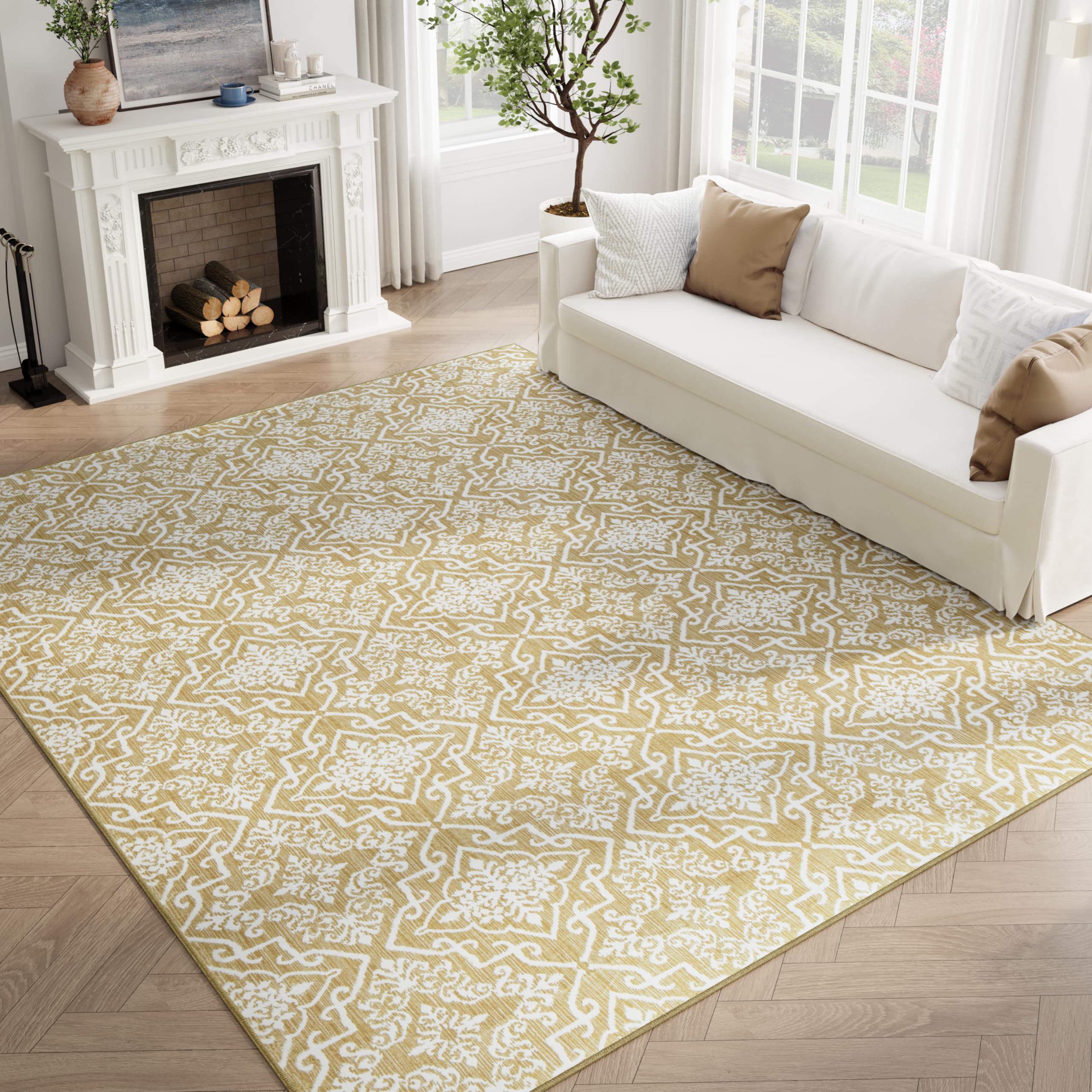 jinchan Boho Area Rug 6x9 Moroccan Washable Rug Outdoor Floor Cover ...