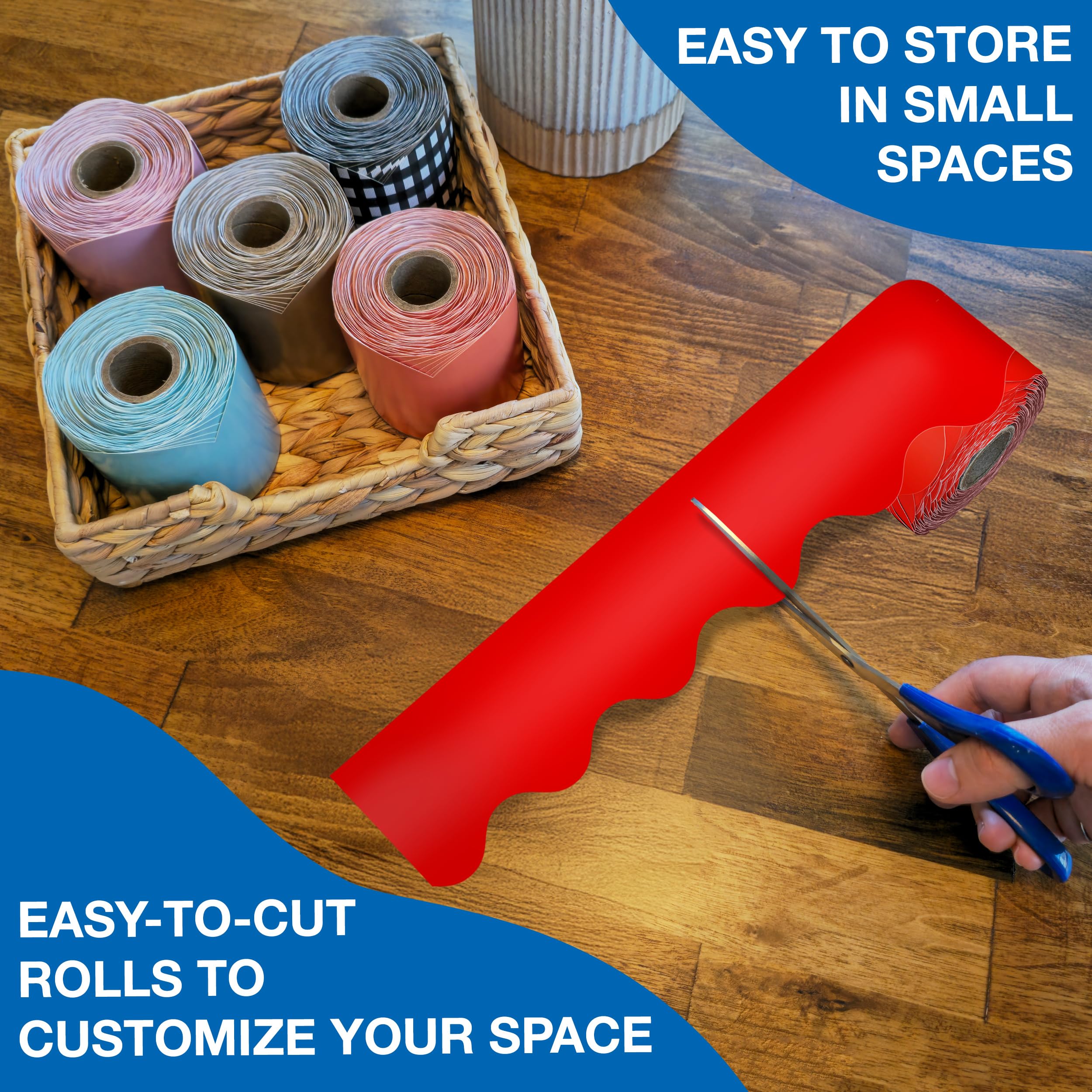 Snapklik.com : 65Ft Of Red Bulletin Board Borders, 1 Roll Of Scalloped ...